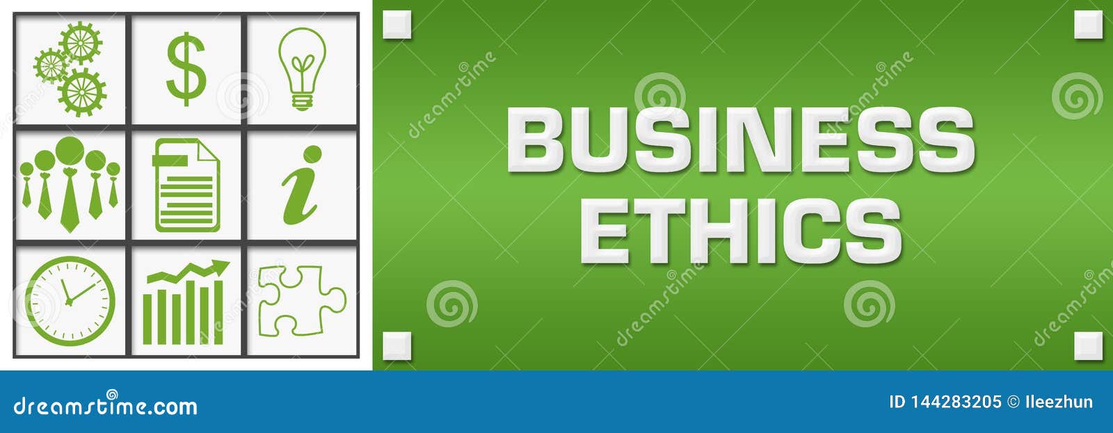 Business Ethics Green Business Symbols Grid Left Stock Illustration ...