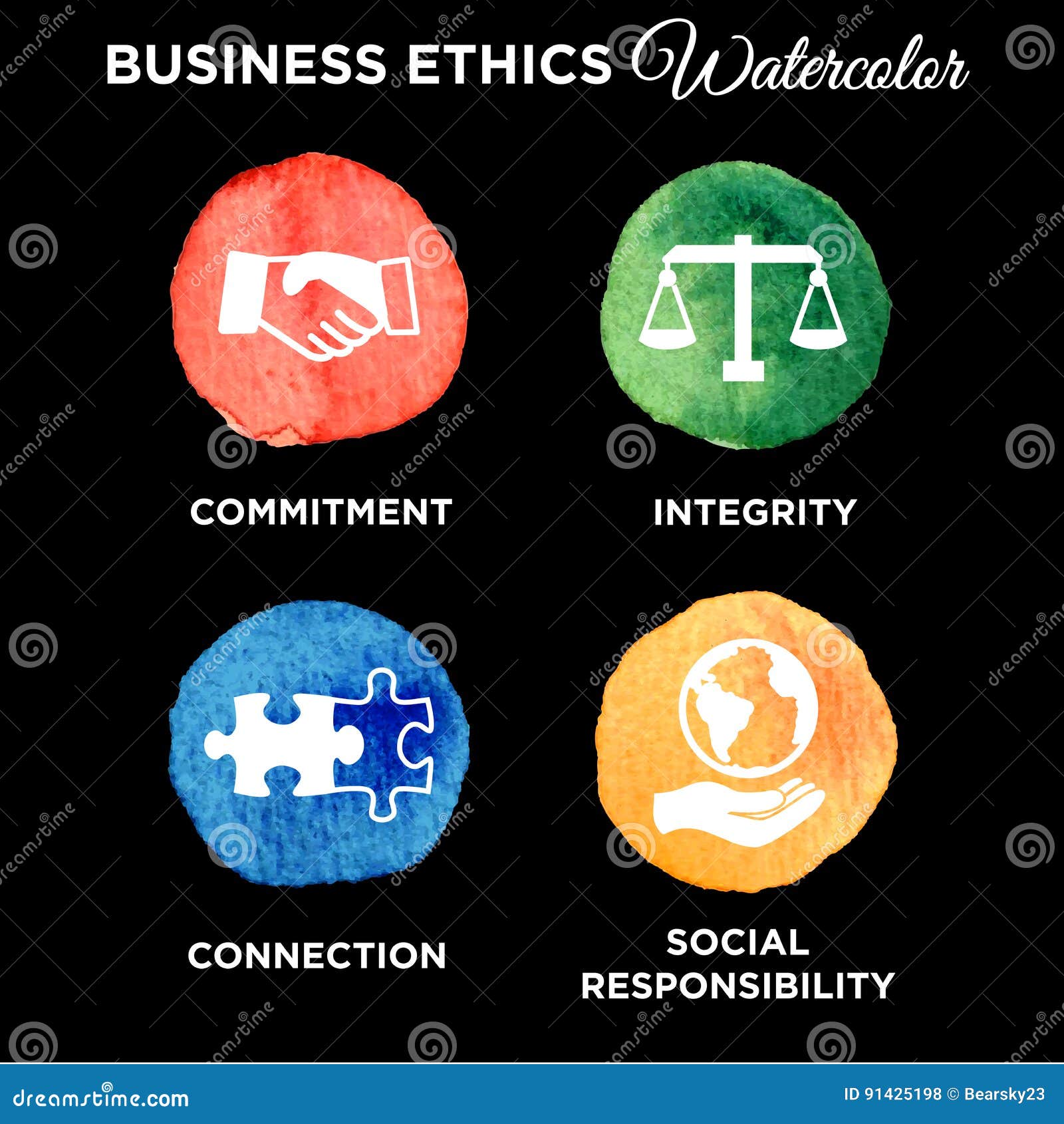 Business Ethics Icon Set Watercolor Stock Vector - Illustration of ...