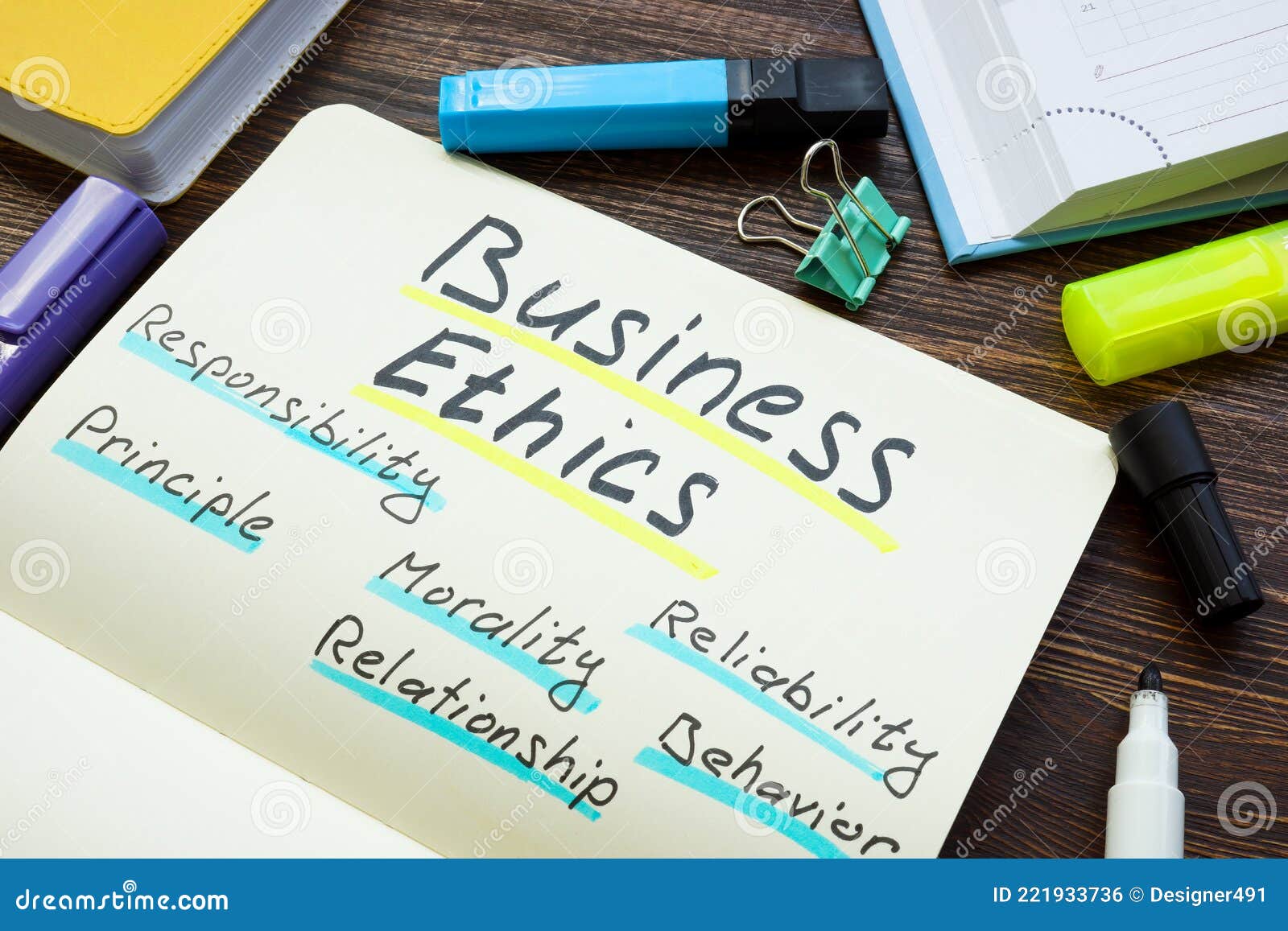 Business Ethics Principles List on Page. Stock Photo - Image of ethics ...