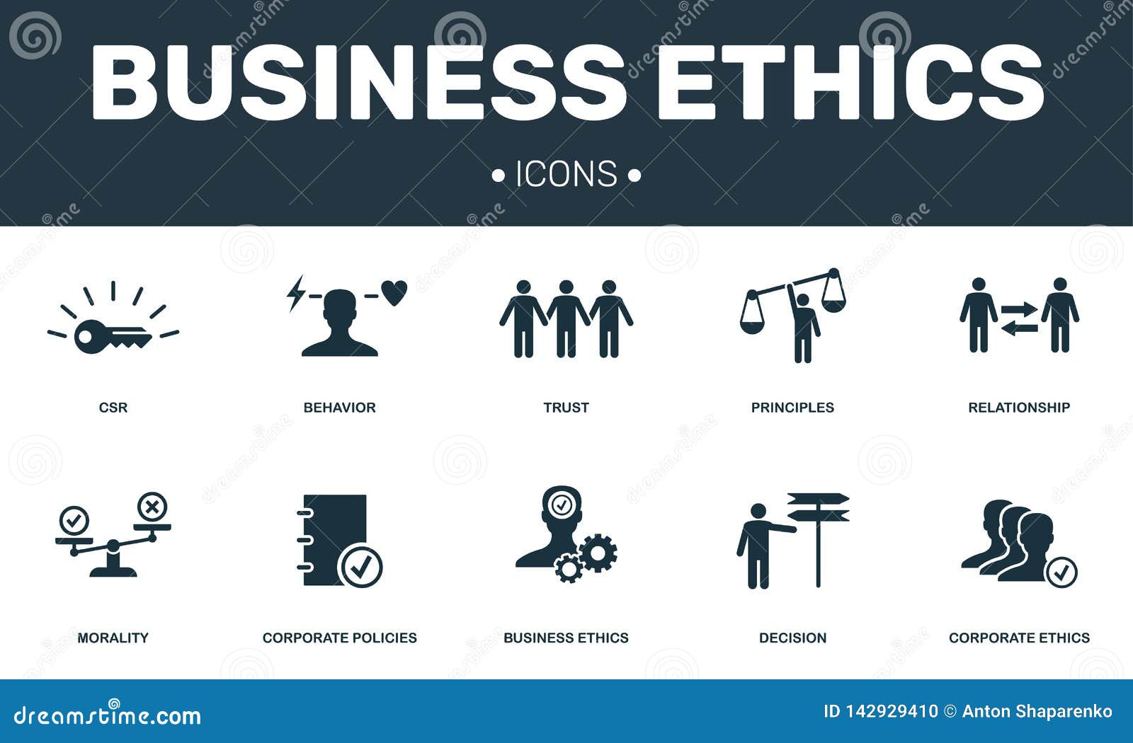 Business Ethics Set Icons Collection. Includes Simple Elements Such As ...