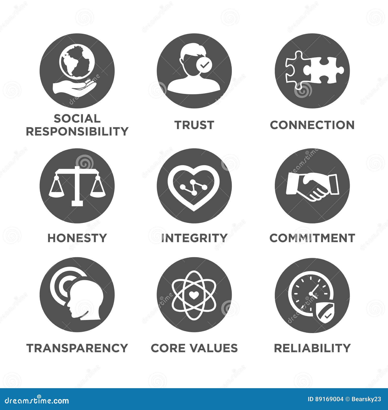 Business Ethics Solid Icon Set Stock Vector - Illustration of integrity ...