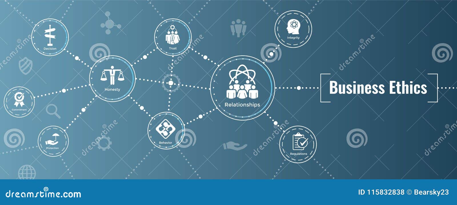 Business Ethics Solid Icon Set W Honesty, Integrity, Commitment, and ...