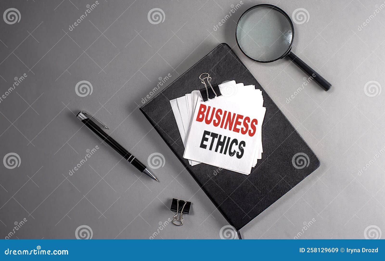 BUSINESS ETHICS Text on a Sticky on Black Notebook , Business Concept ...