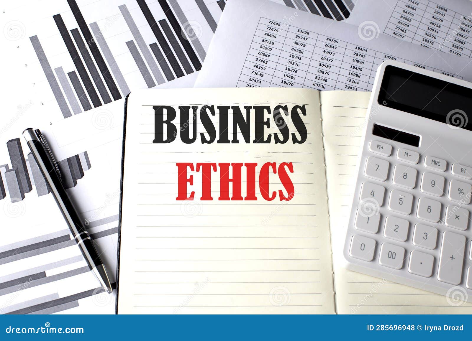 BUSINESS ETHICS Text Written on a Notebook on Chart and Diagram Stock ...