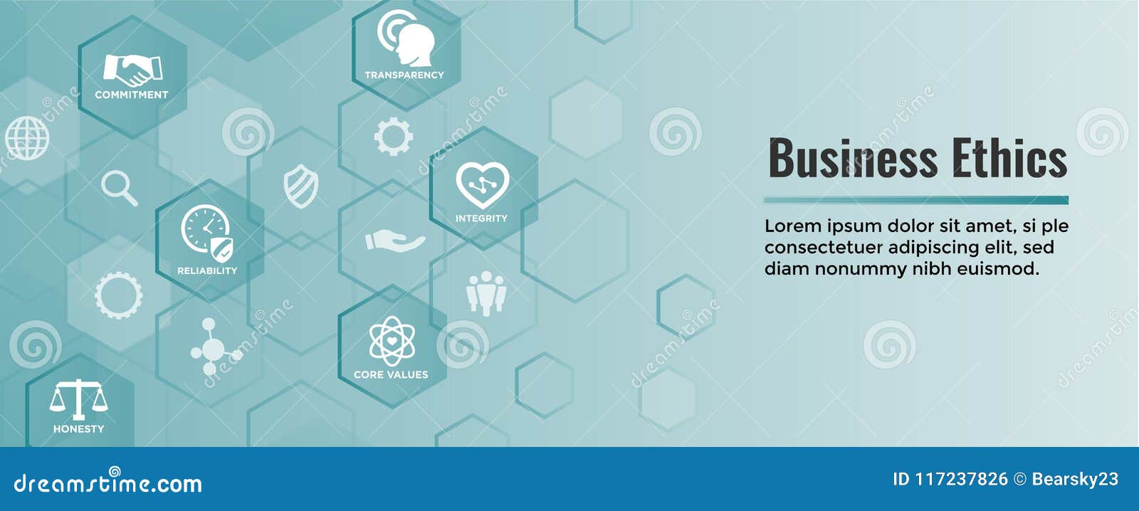 Business Ethics Web Banner Icon Set with Honesty, Integrity, Com Stock ...