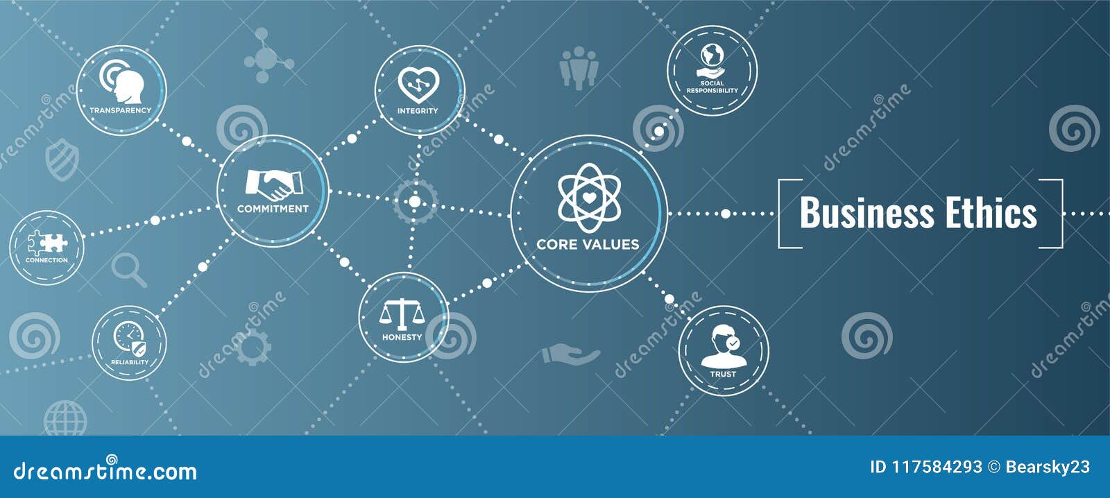 Business Ethics Web Banner Icon Set with Honesty, Integrity, Com Stock ...