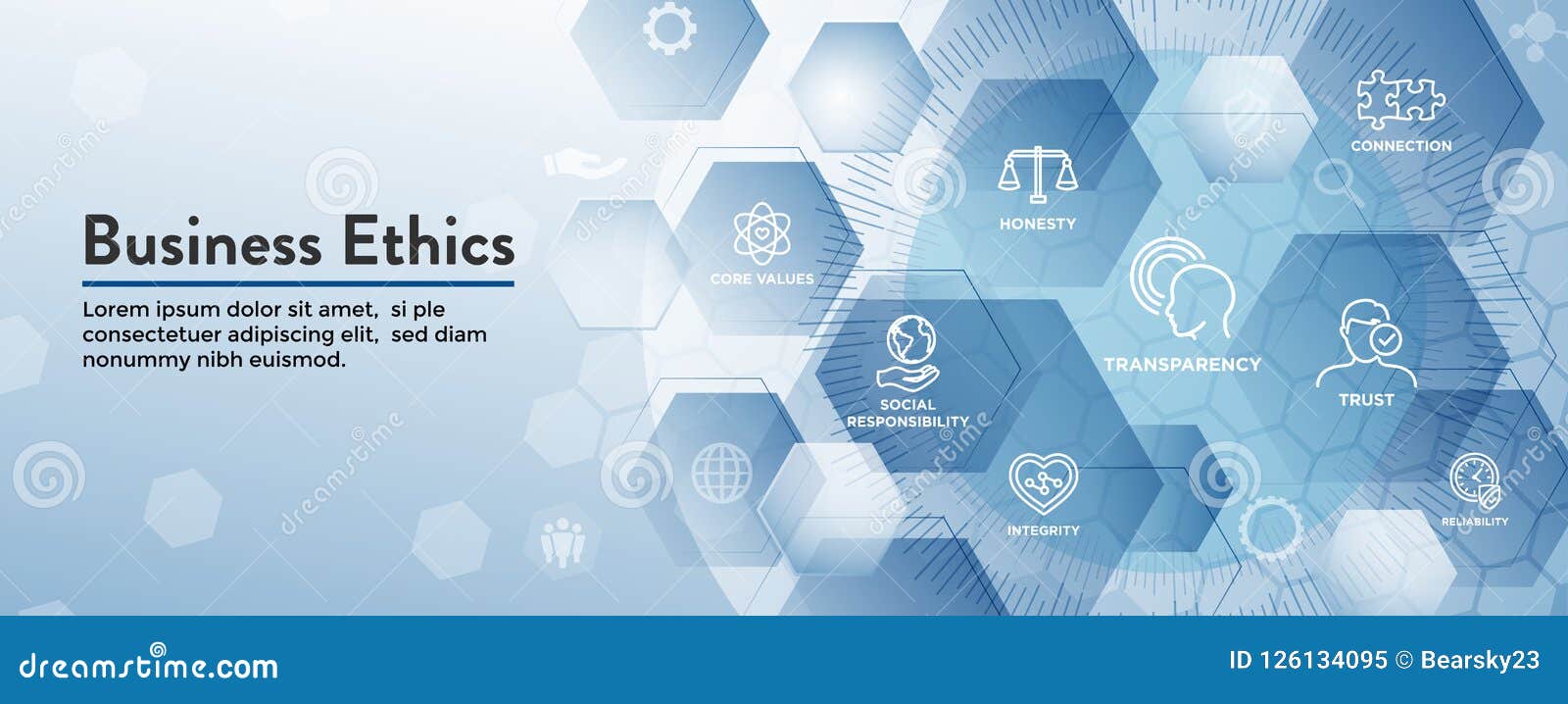 Business Ethics Web Banner Icon Set with Honesty, Integrity, Com Stock ...