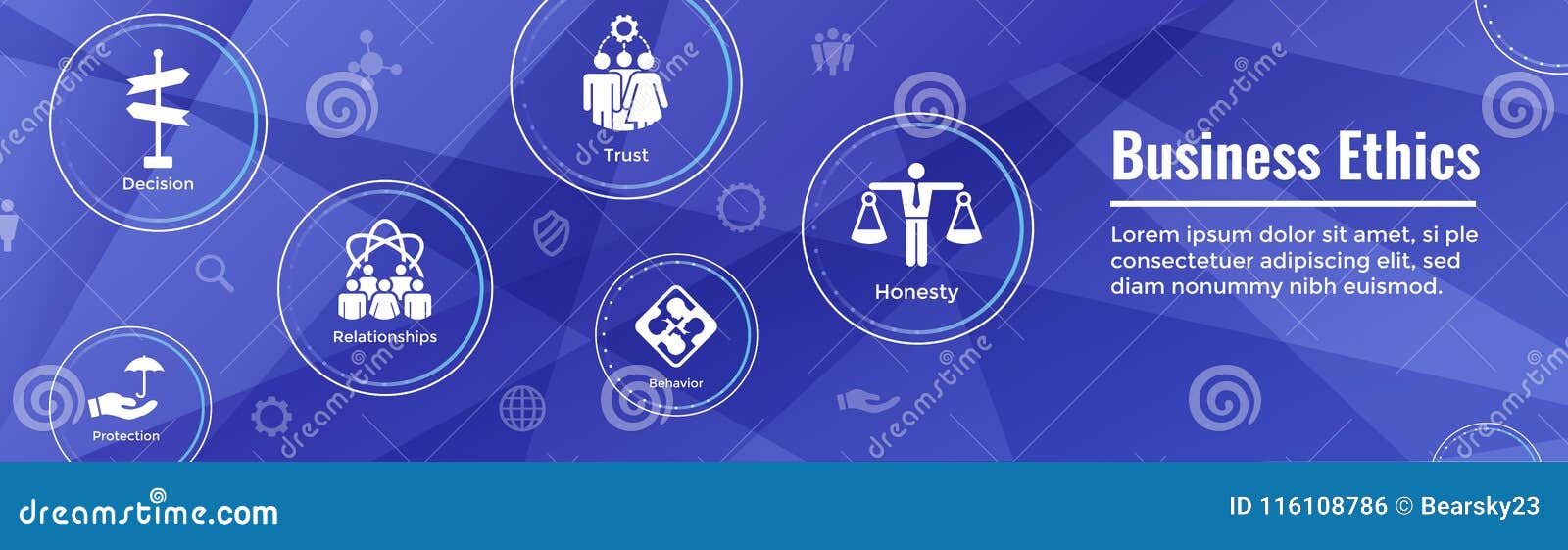 Business Ethics Web Banner Icon Set with Honesty, Integrity, Com Stock ...