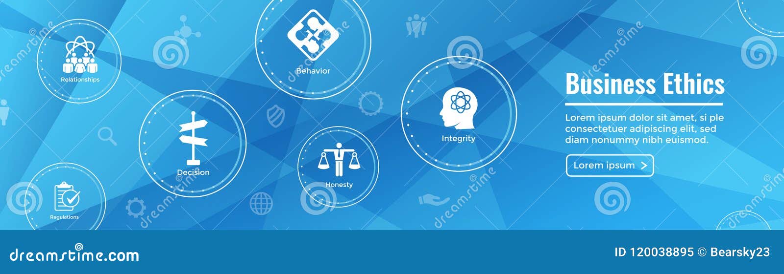 Business Ethics Web Banner Icon Set with Honesty, Integrity, Com Stock ...