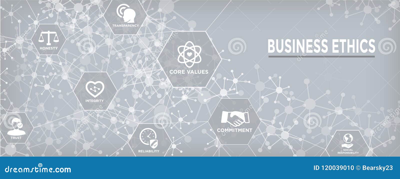 Business Ethics Web Banner Icon Set with Honesty, Integrity, Com Stock ...