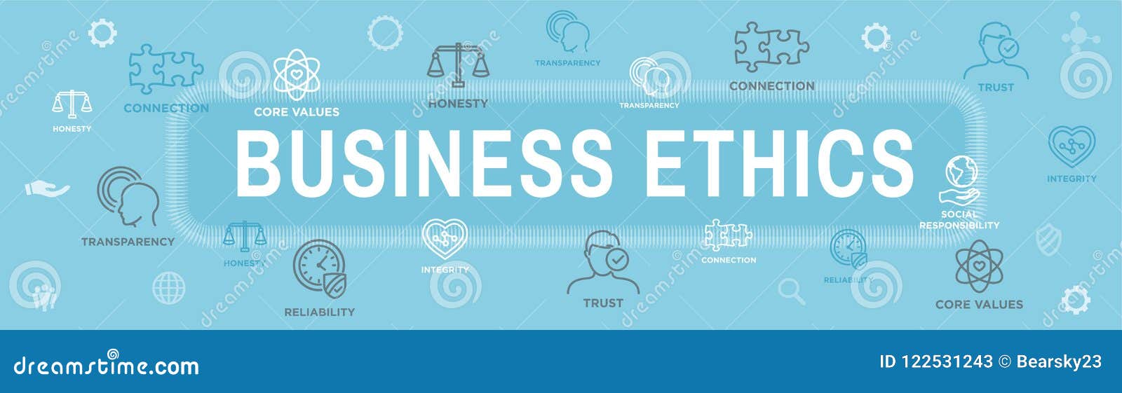 Business Ethics Web Banner Icon Set with Honesty, Integrity, Com Stock ...