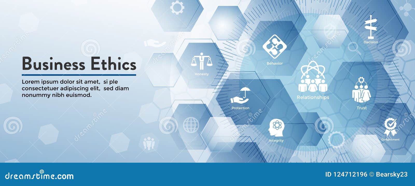 Business Ethics Web Banner Icon Set with Honesty, Integrity, Com Stock ...