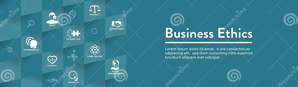 Business Ethics Web Banner and Icon Set with Honesty, Integrity ...