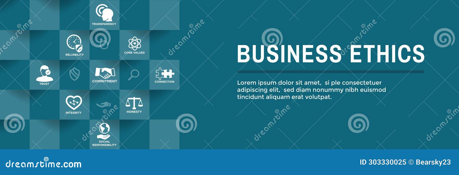 Business Ethics Web Banner and Icon Set with Honesty, Integrity ...