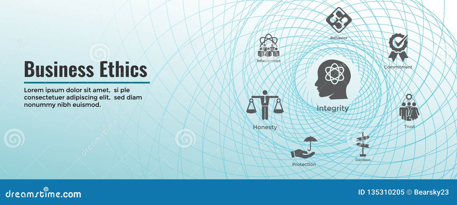 Business Ethics Web Banner and Icon Set with Honesty, Integrity ...