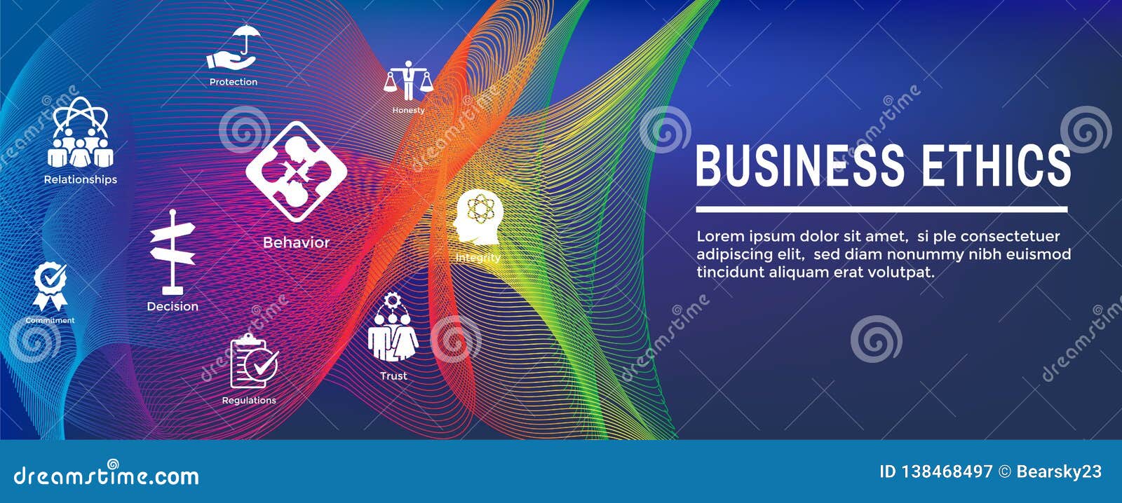Business Ethics Web Banner and Icon Set with Honesty, Integrity ...