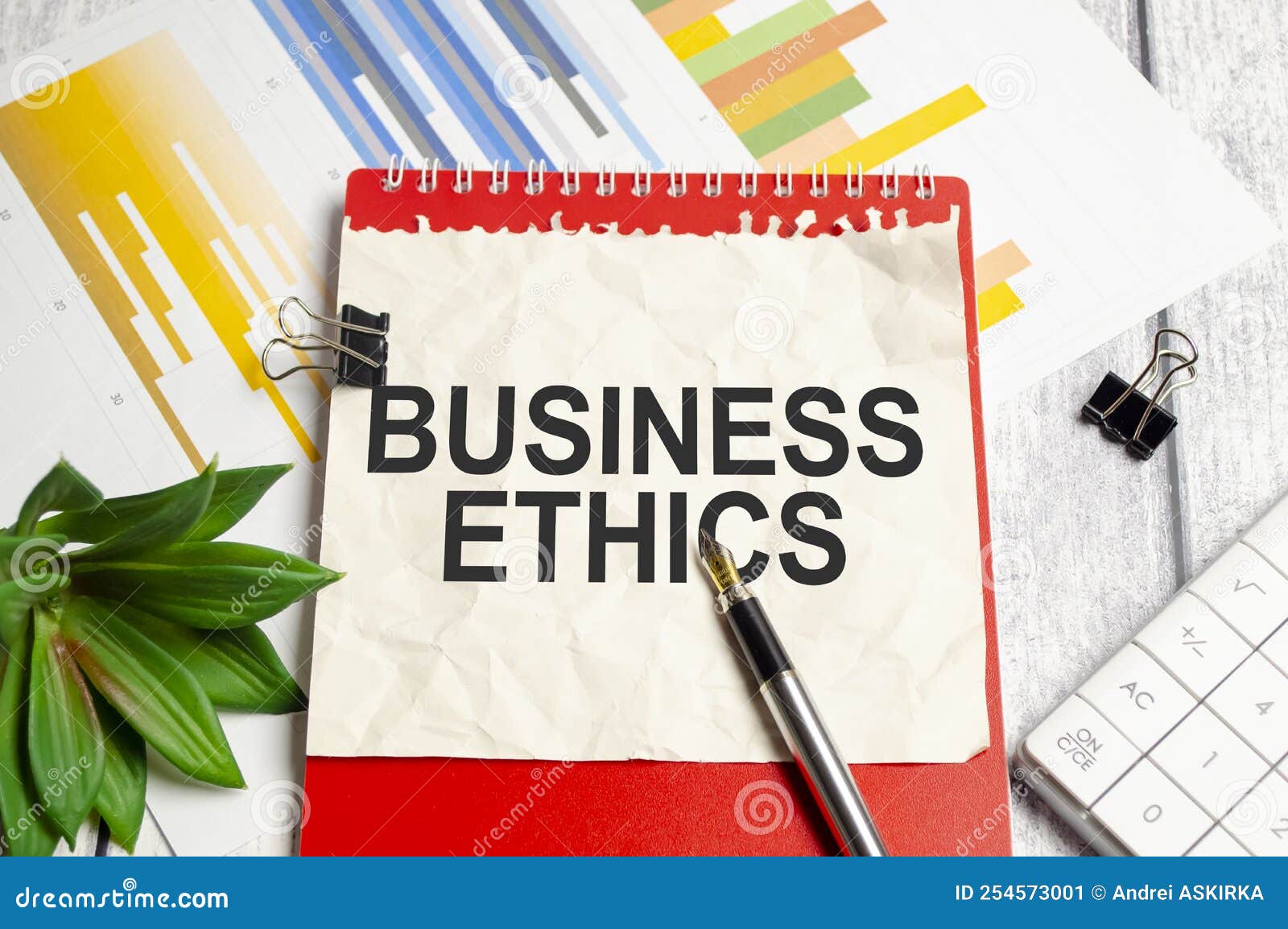Business Ethics Words on Sheet of Paper and Pen with Charts Stock Image ...
