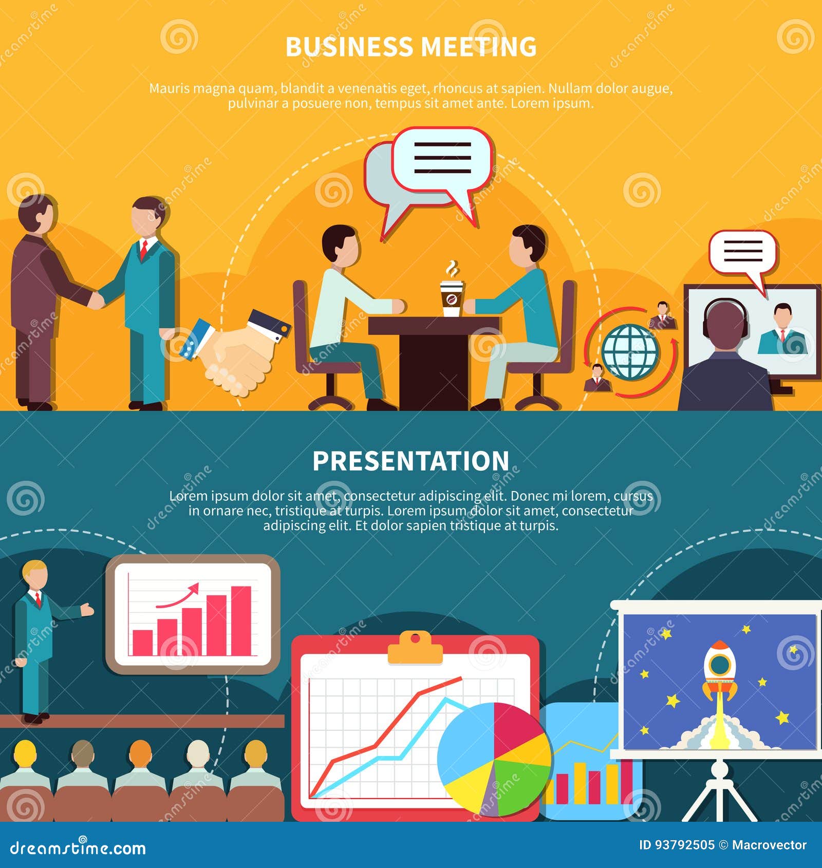 Business Events Banners Set Stock Vector - Illustration of global ...