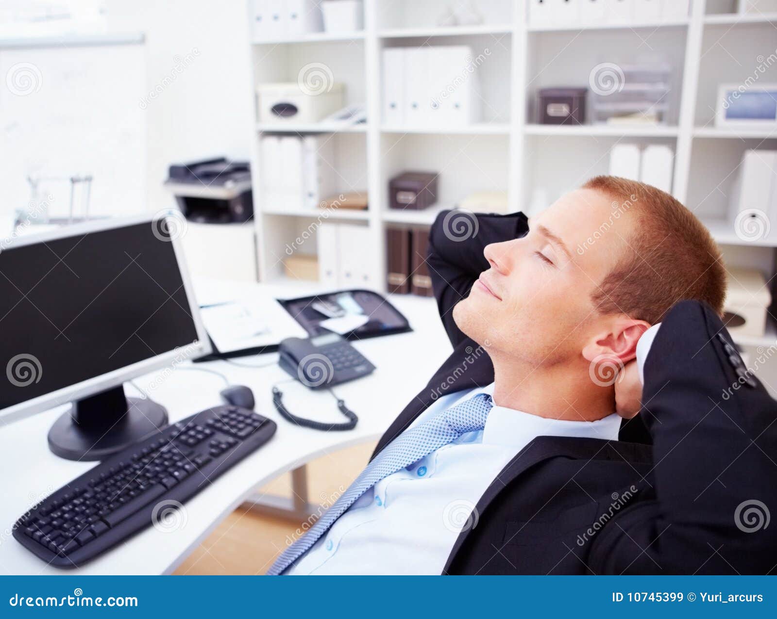 A Business Executive Dreaming at Work Stock Image - Image of ...