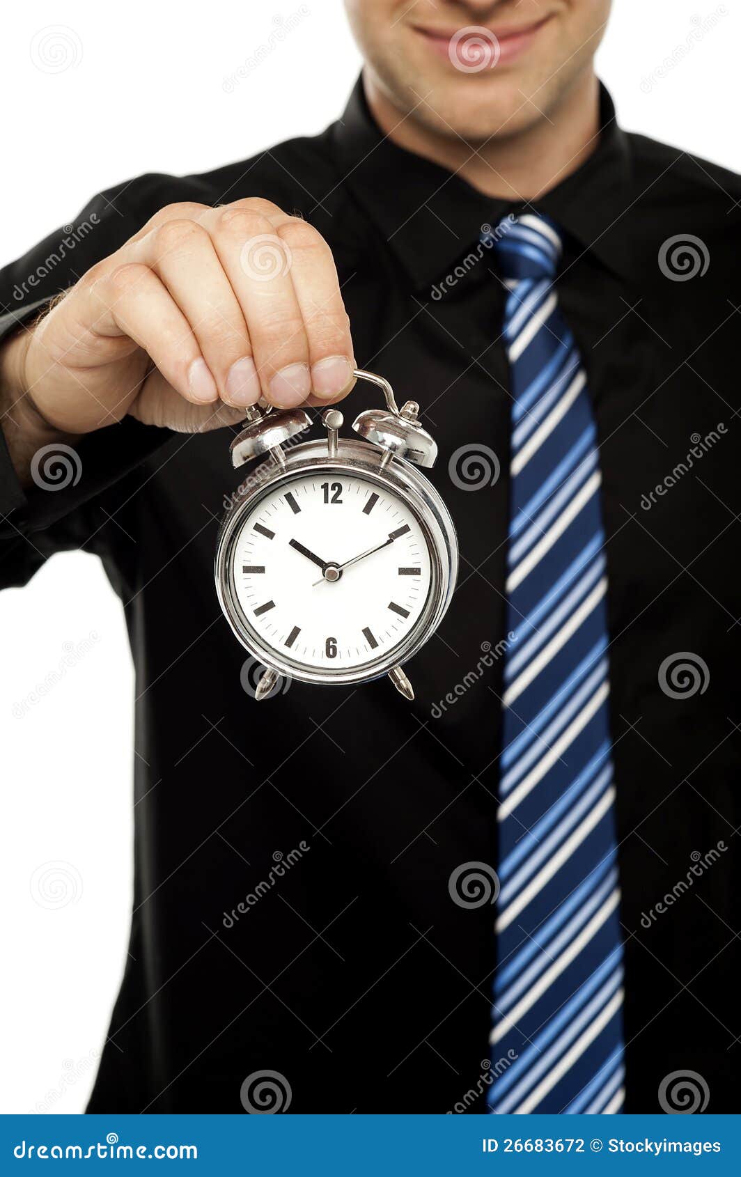 Business Executive Holding Alarm Clock Stock Photo - Image of hours ...