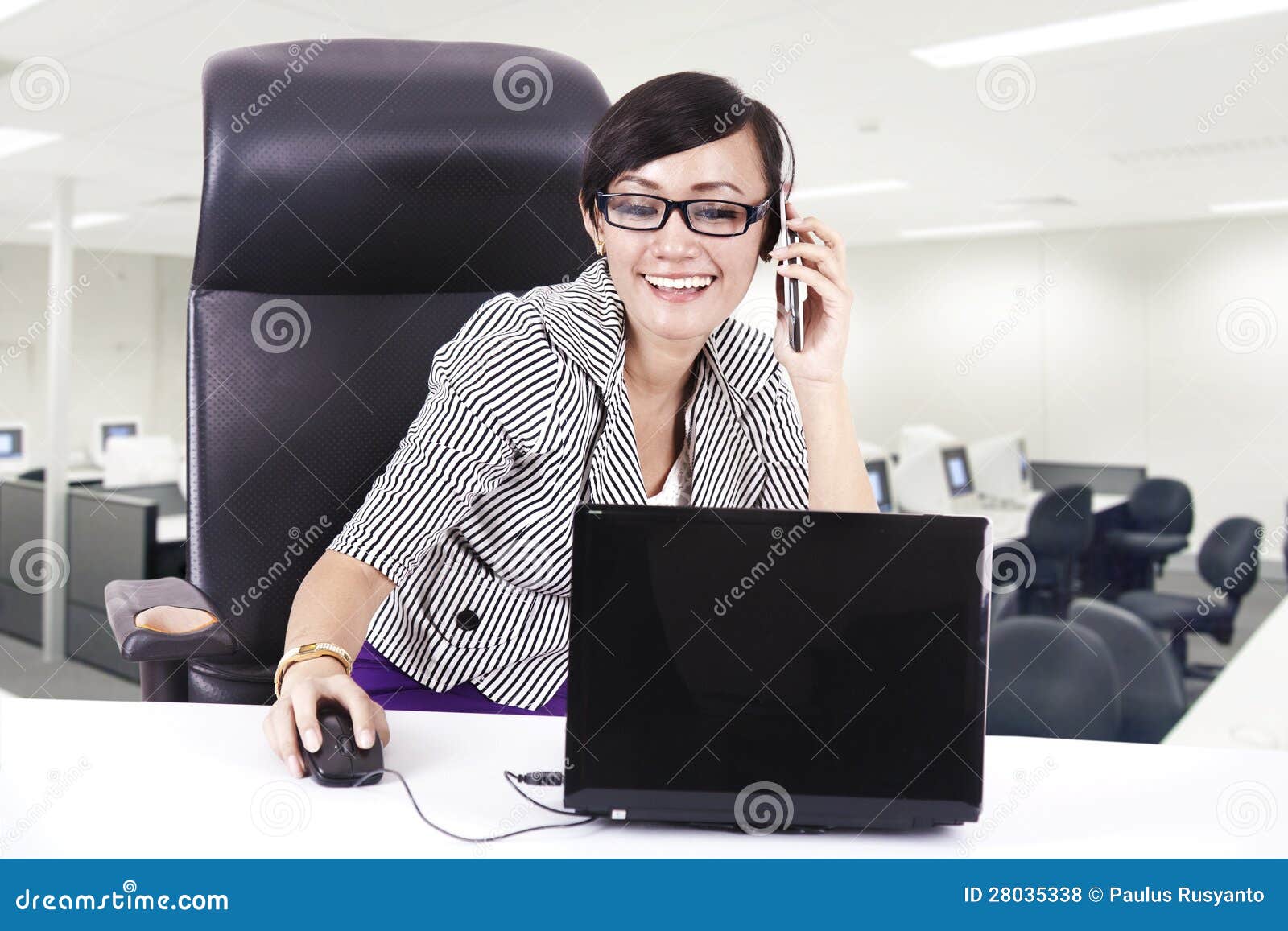 Business Executive on Phone with Laptop Stock Photo - Image of customer ...