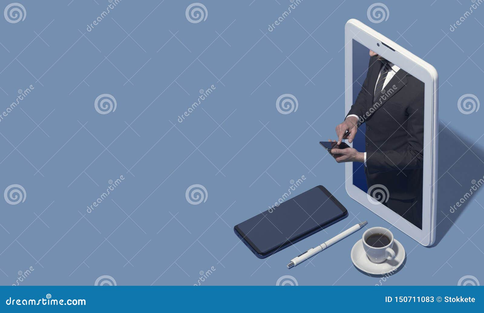 Business Executive in a Smartphone Using His Phone Stock Image - Image ...