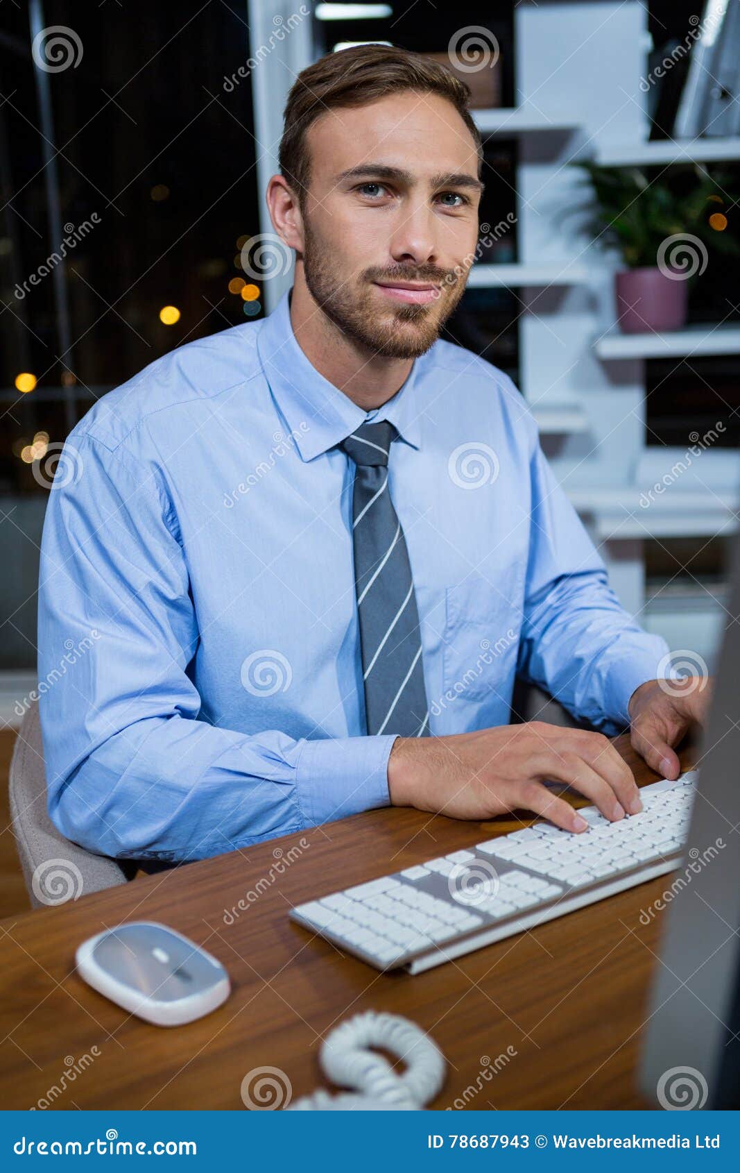 Business Executive Working on Computer in Office Stock Image - Image of ...