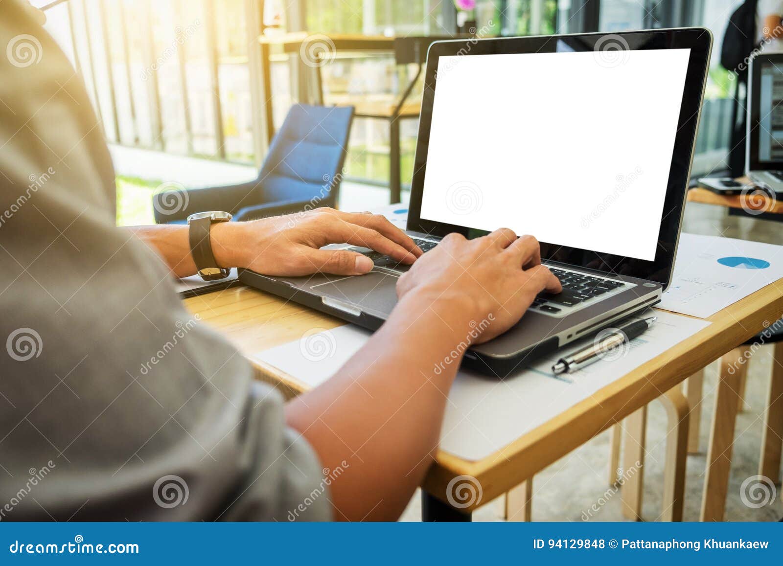 Business Executives Hands Using Computer Labtop and Set New Valuation ...