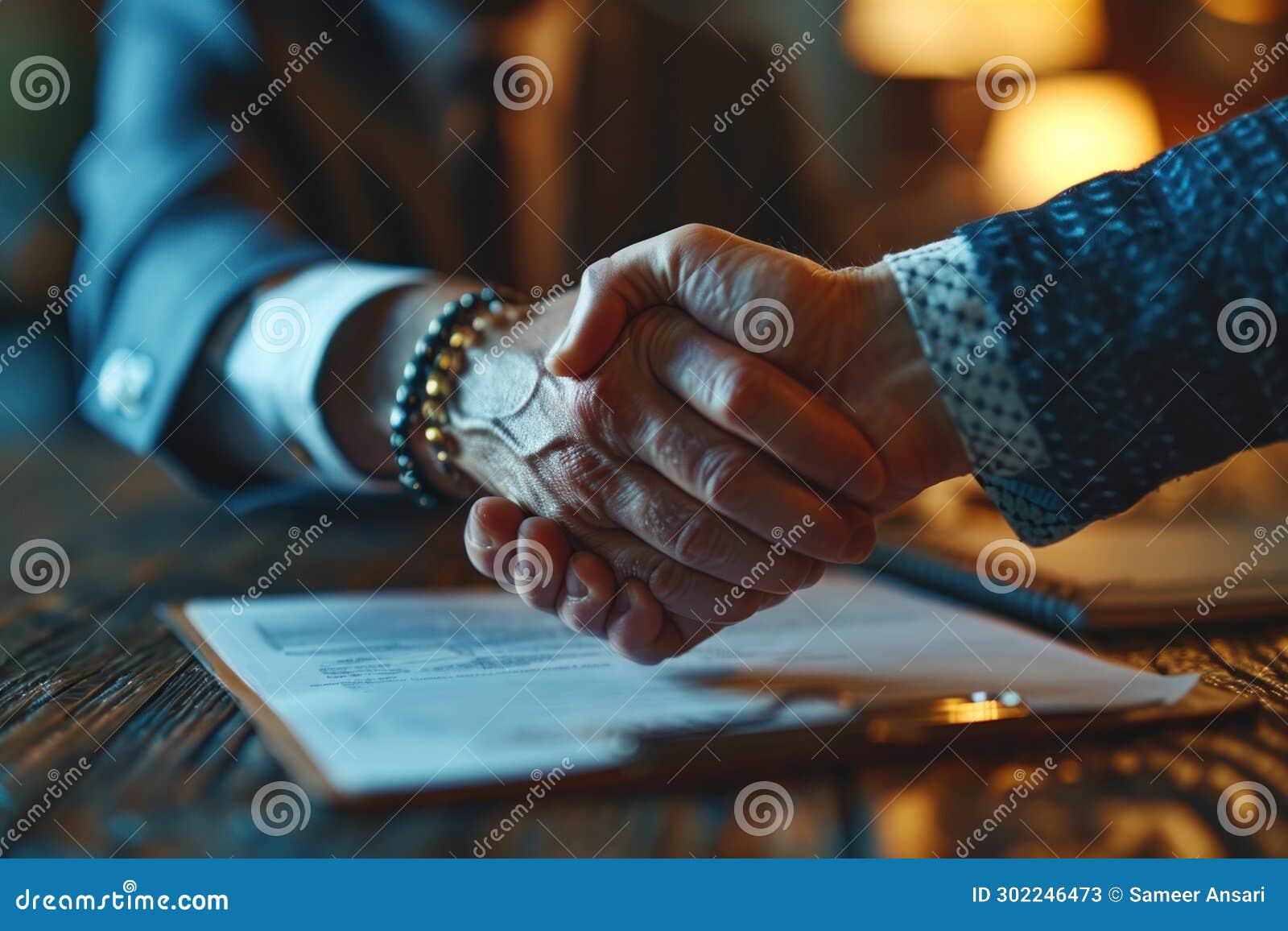 Business Executives Shake Hands Over Key Documents, Formal Business ...
