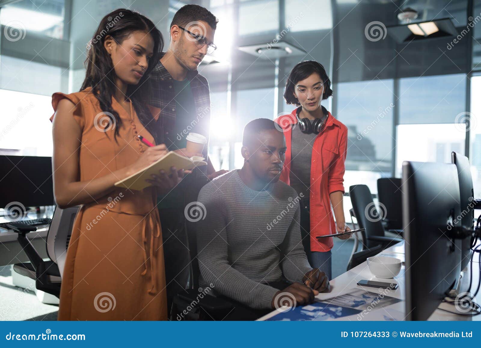 Business Executives Working at Desk Stock Image - Image of four ...