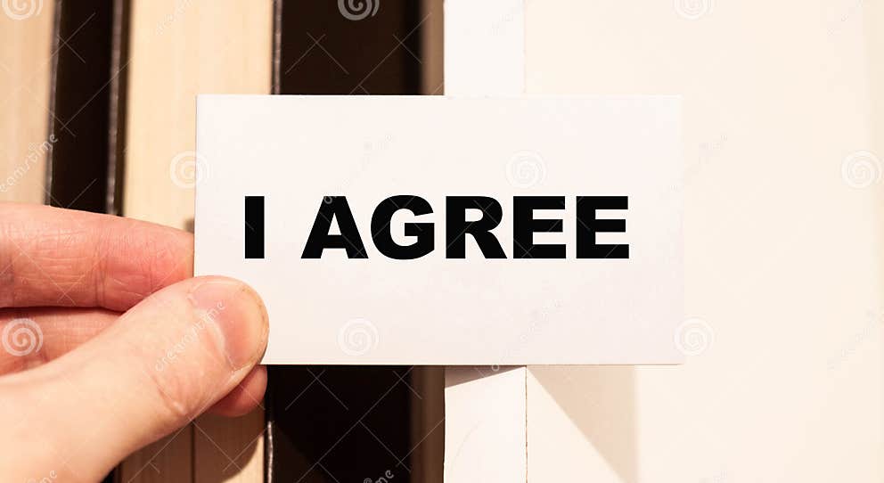 Business Expression I AGREE on White Business Card Stock Image - Image ...