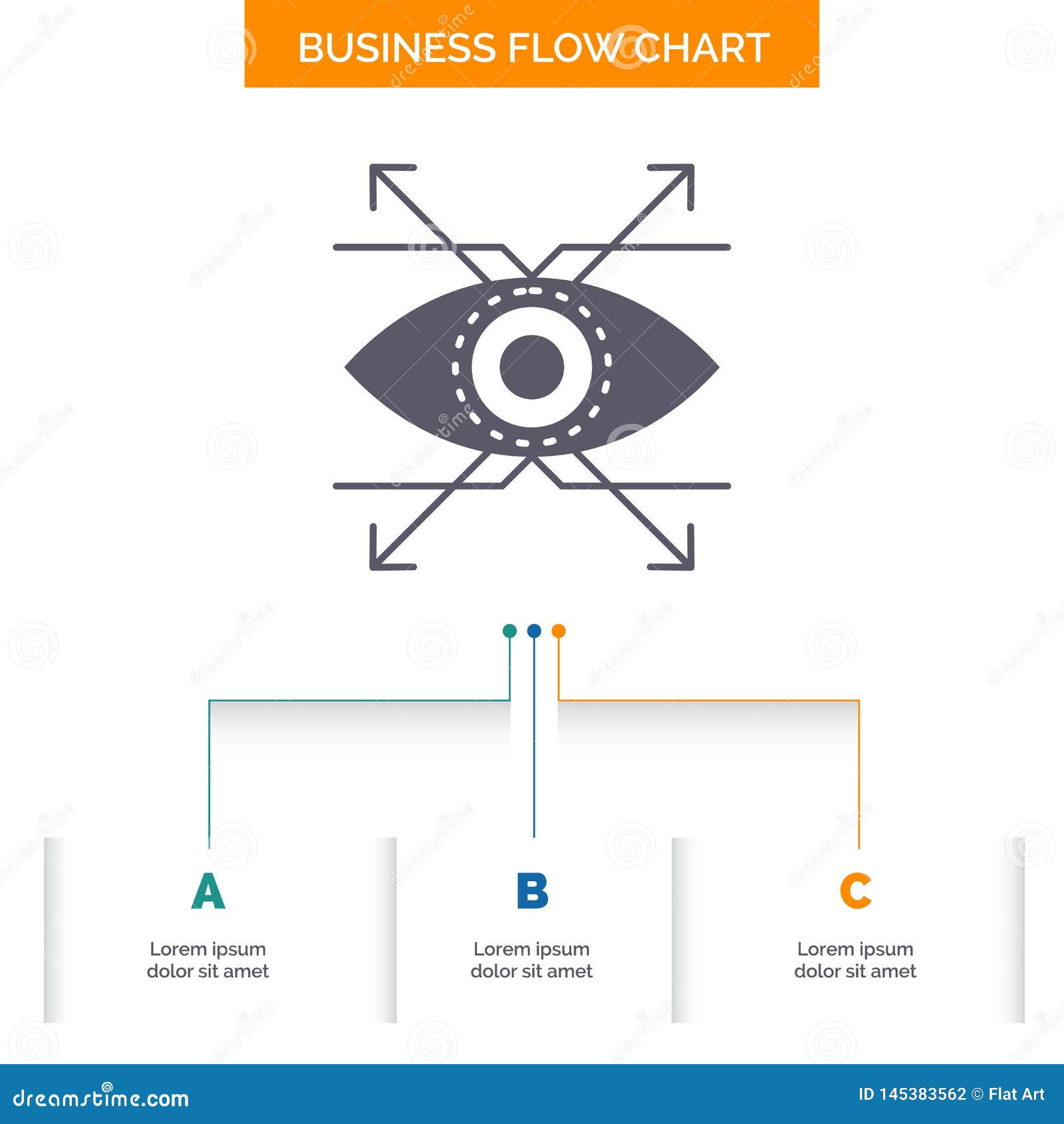 Business, Eye, Look, Vision Business Flow Chart Design with 3 Steps ...
