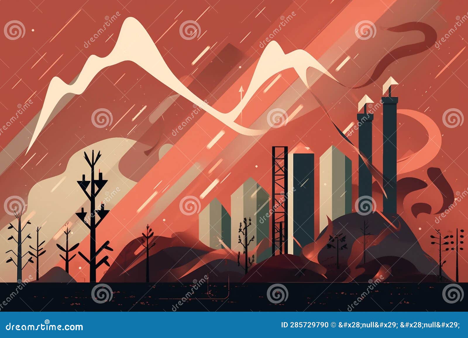 Business Failure Illustration and Falling Business Graph Chart Concept ...