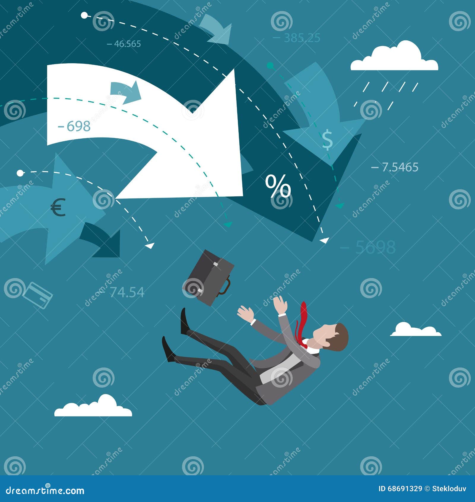 Business Failure Cartoon Infographic Poster Vector Illustration ...