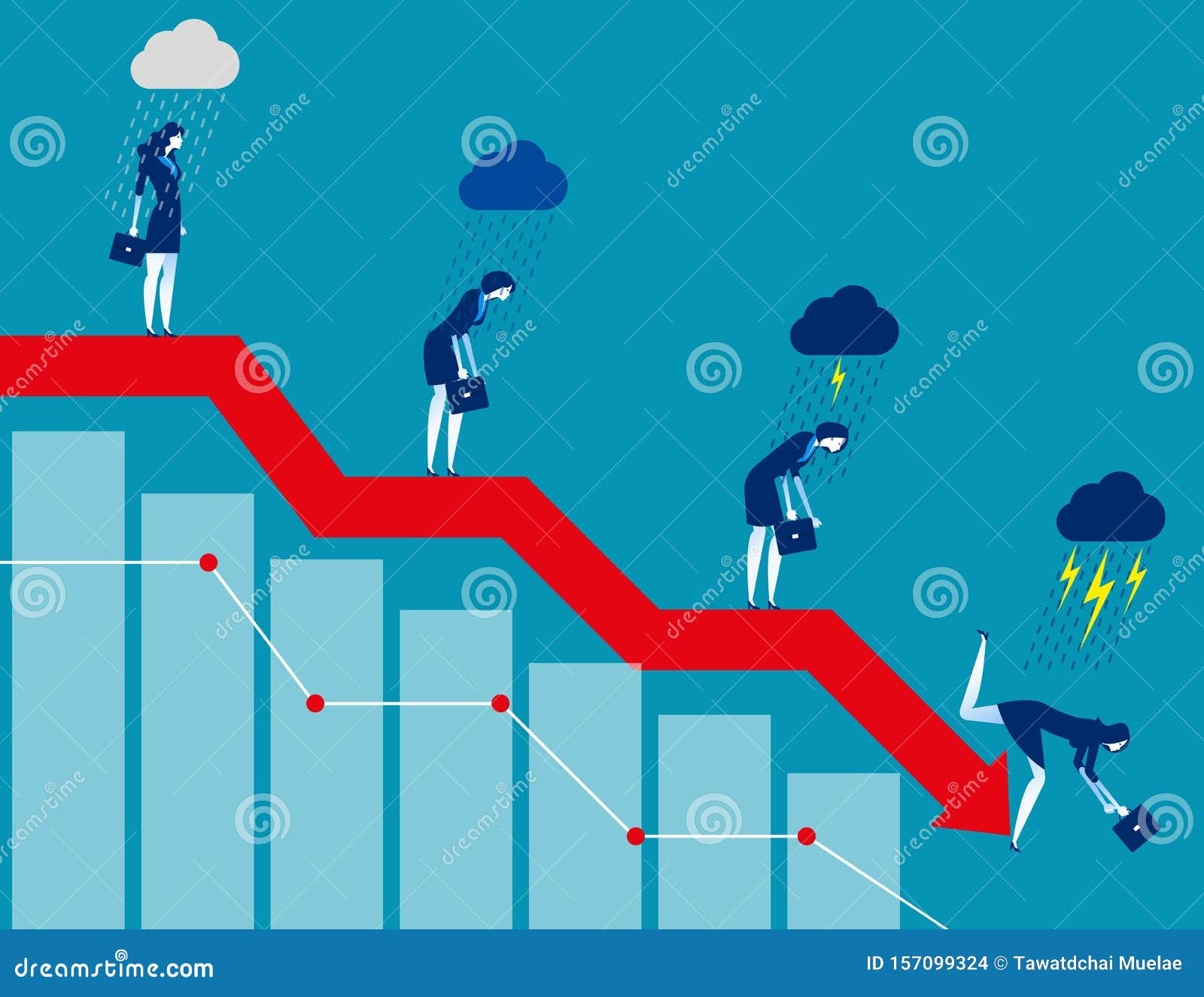 Business on Falling Down Chart. Concept Business Vector Illustration ...