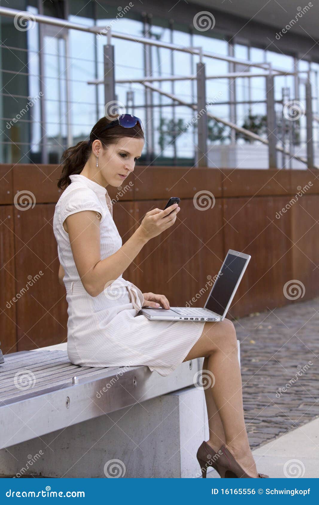 Business Female Outside Office Working Stock Photo - Image of internet ...