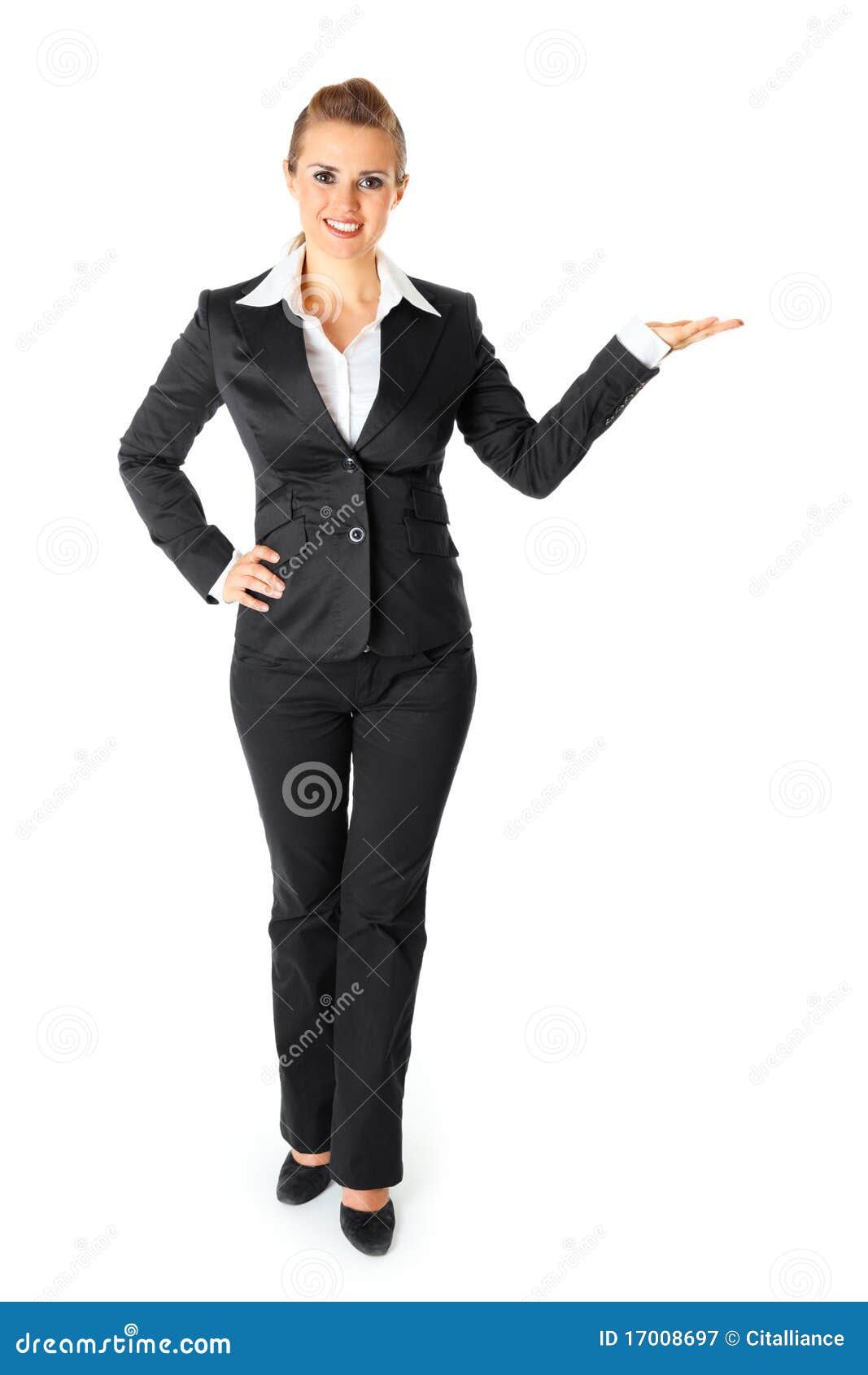 Business Female Presenting Something on Empty Hand Stock Image - Image ...