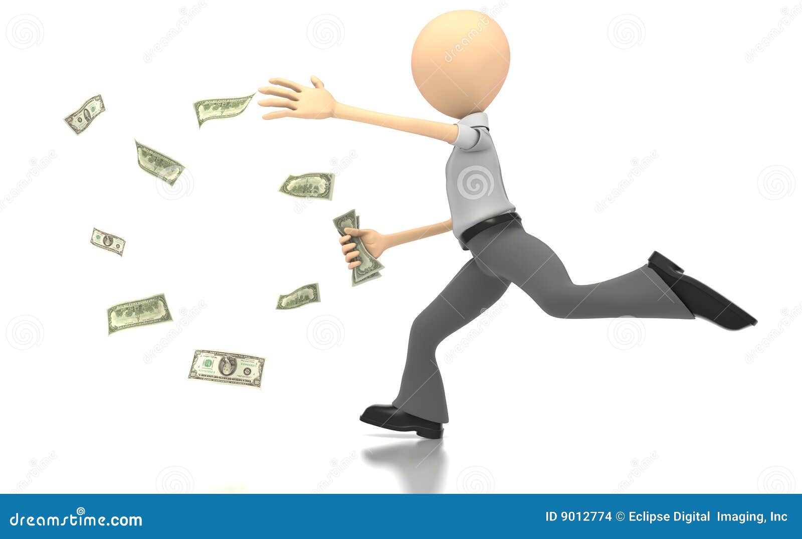Business Figure Chasing Money Stock Illustration - Illustration of ...