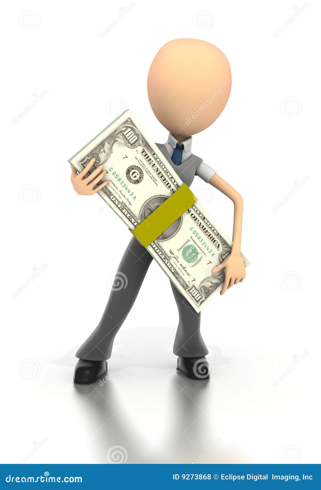 Business Figure Holds Giant Stack of Money Stock Illustration ...