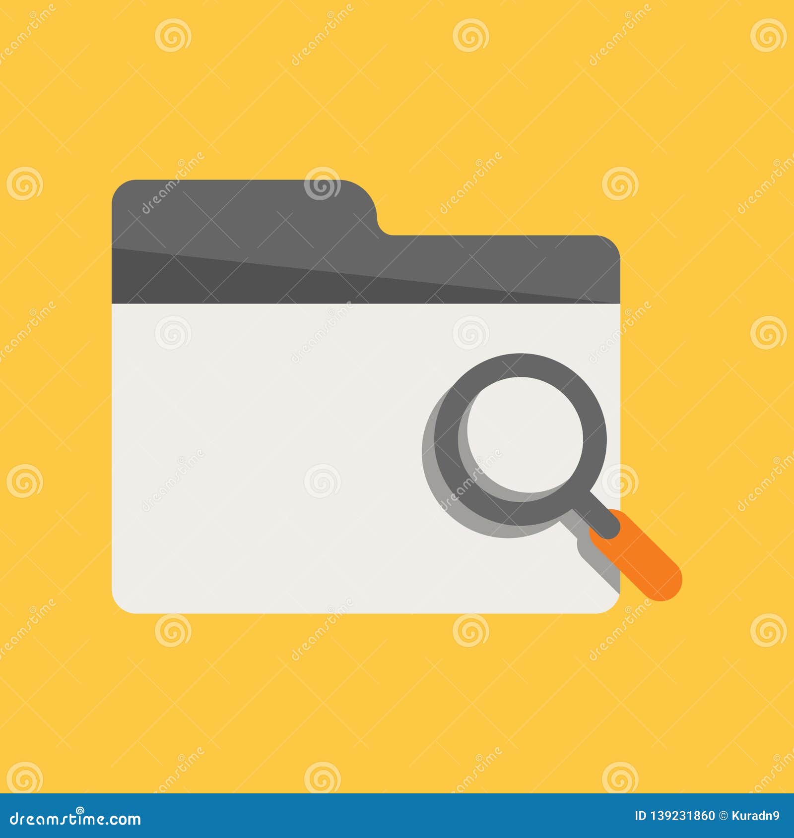 Business File Folder Icon in Flat Design with Magnifier Glass. Stock ...