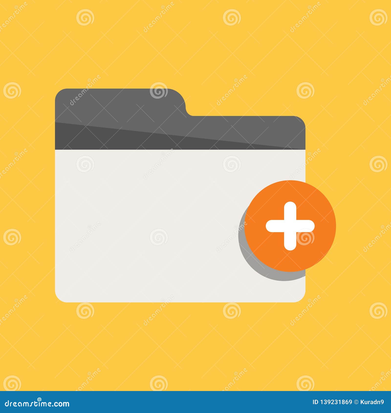 Business File Folder Icon in Flat Design with Plus Symbol Inside a ...