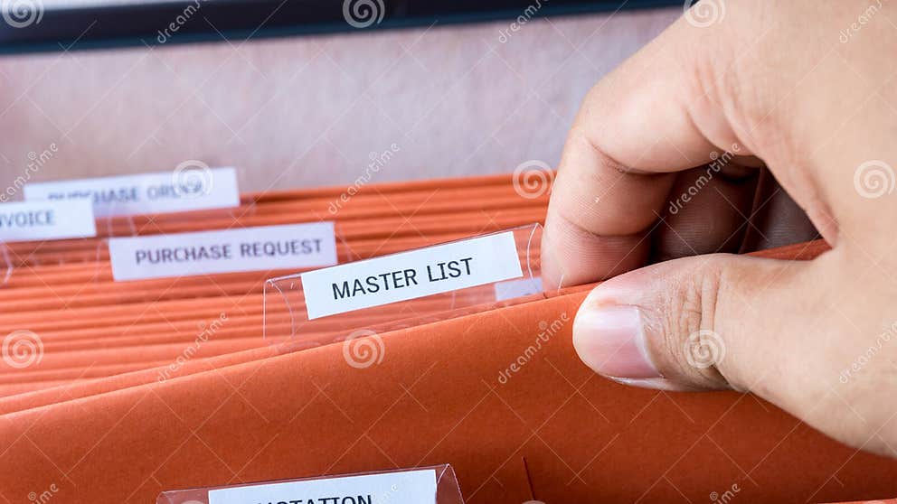 Business File of Master List Document Record Stock Image - Image of ...