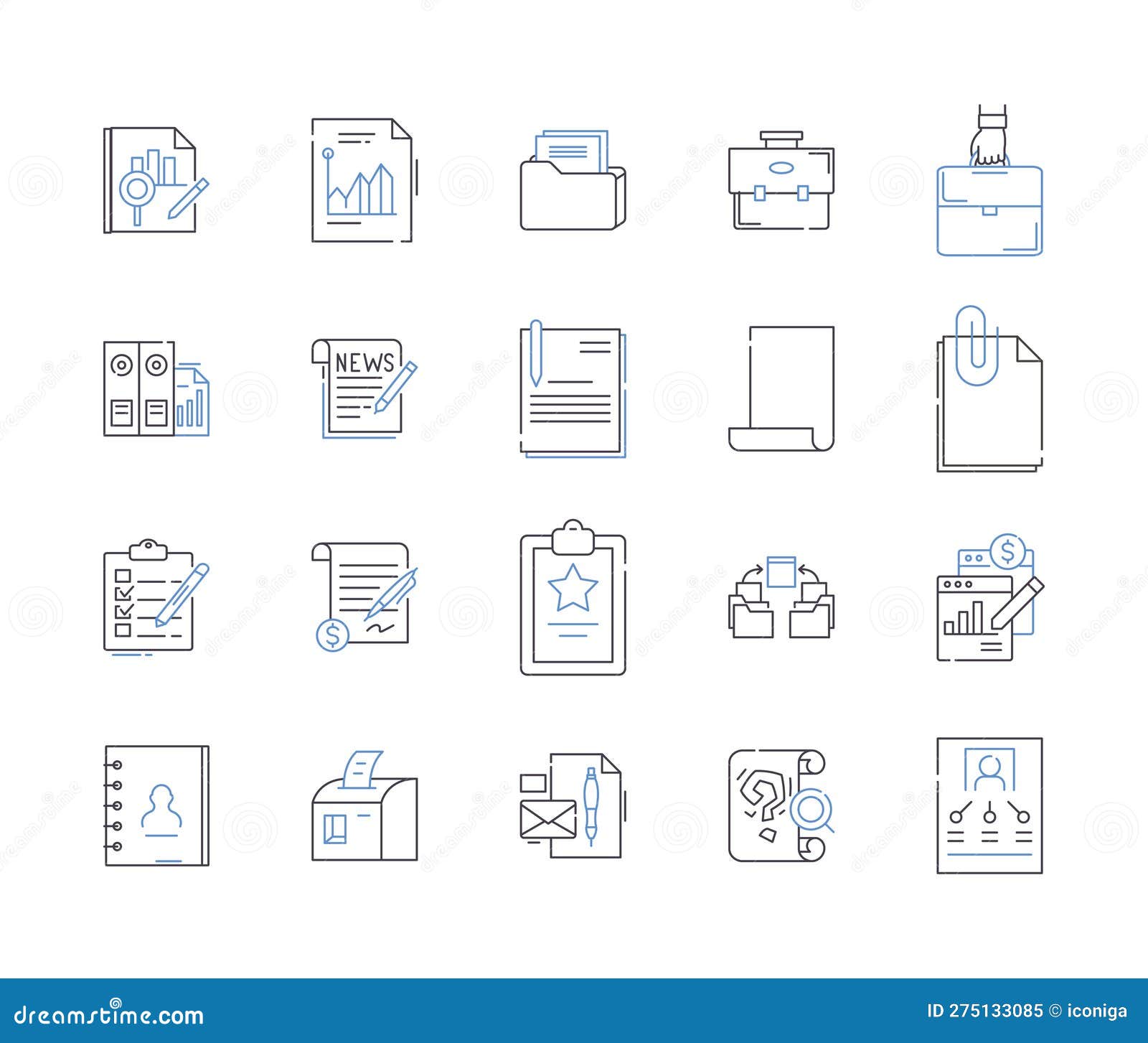 Business Files and Folders Outline Icons Collection. File, Folder ...
