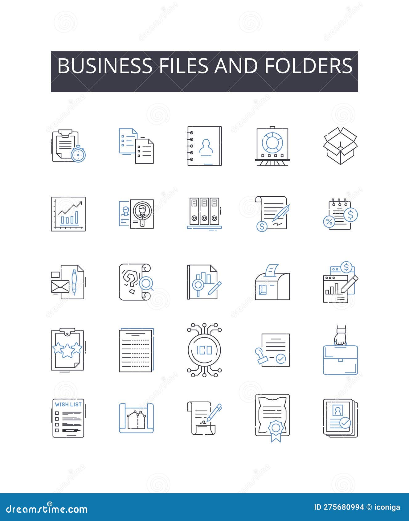 Business Files and Folders Line Icons Collection. Work Documents ... Business Files and Folders Line Icons Collection. Work Documents ...
