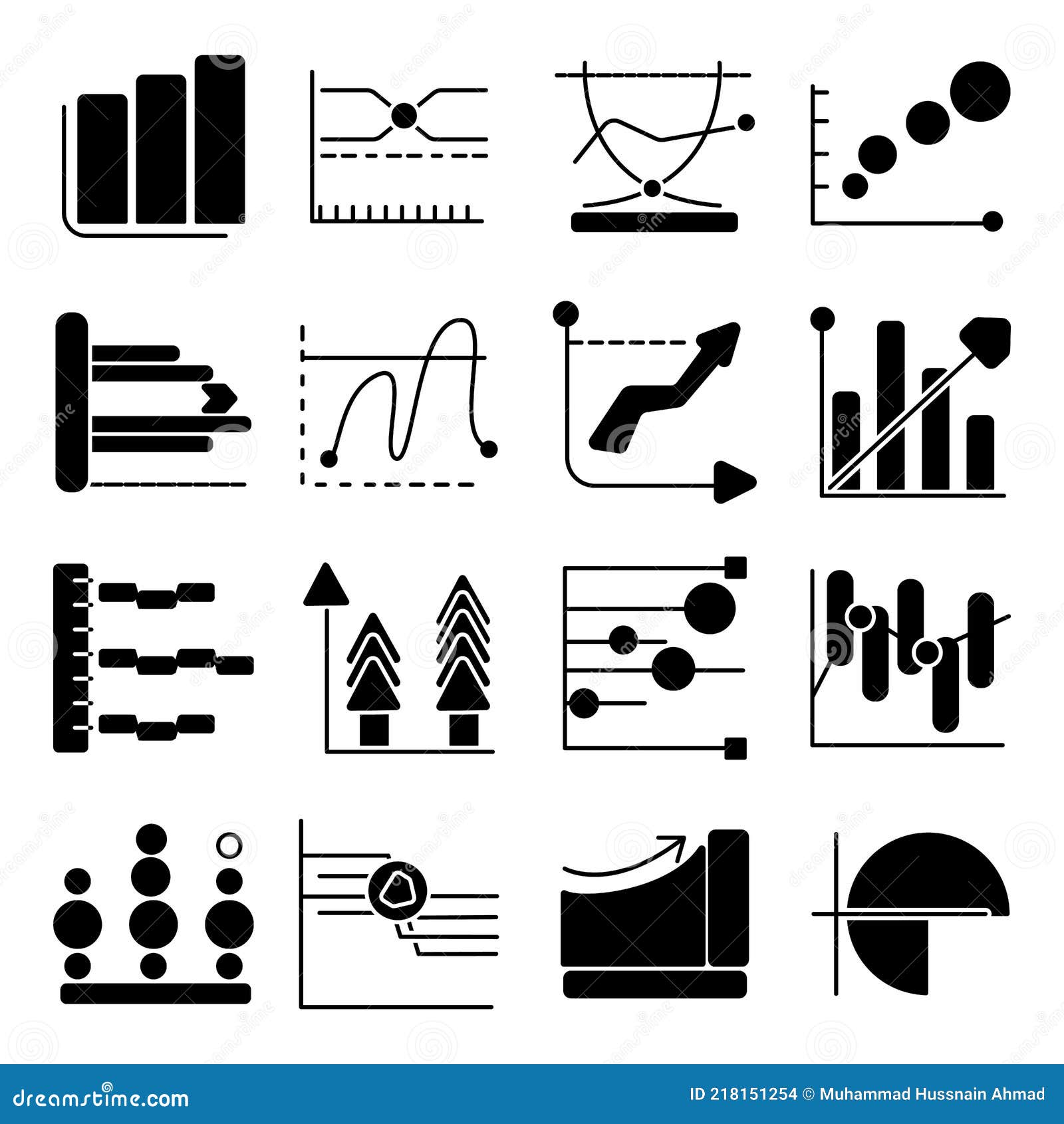 Pack of Merge Chart Glyph Icons Stock Vector - Illustration of upward ...