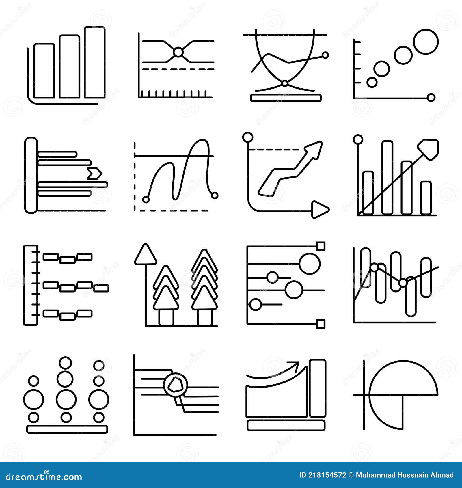 Pack of Merge Chart Linear Icons Stock Vector - Illustration of ...