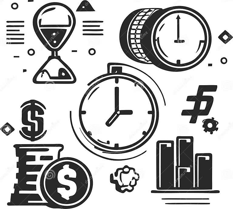 Business and Finance: Clock, Chart, Money and Small Objects that ...