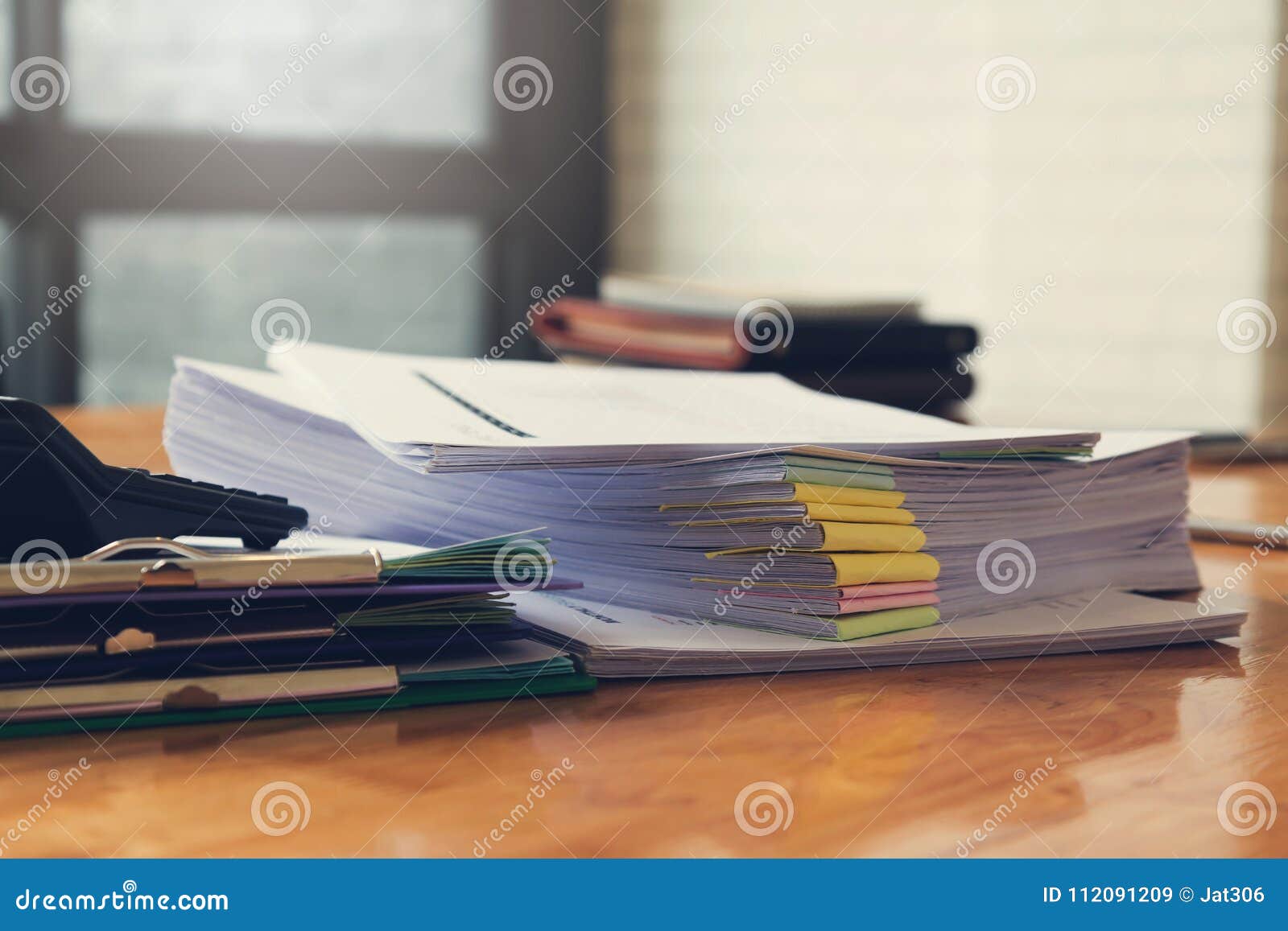 Business and Finance Concept of Office Working,Closeup Stack of ...