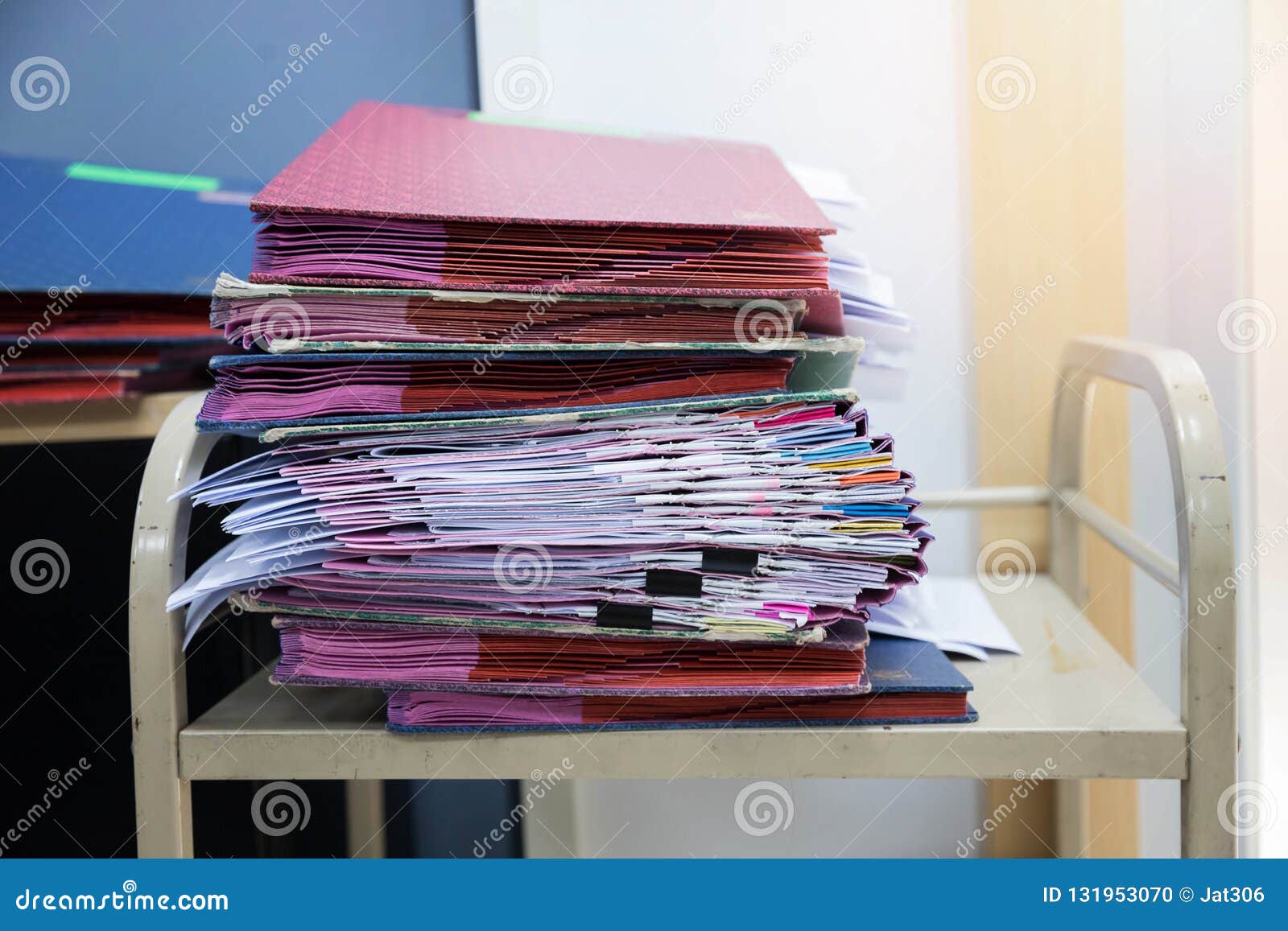 Business and Finance Concept of Office Working, Pile of Unfinished ...