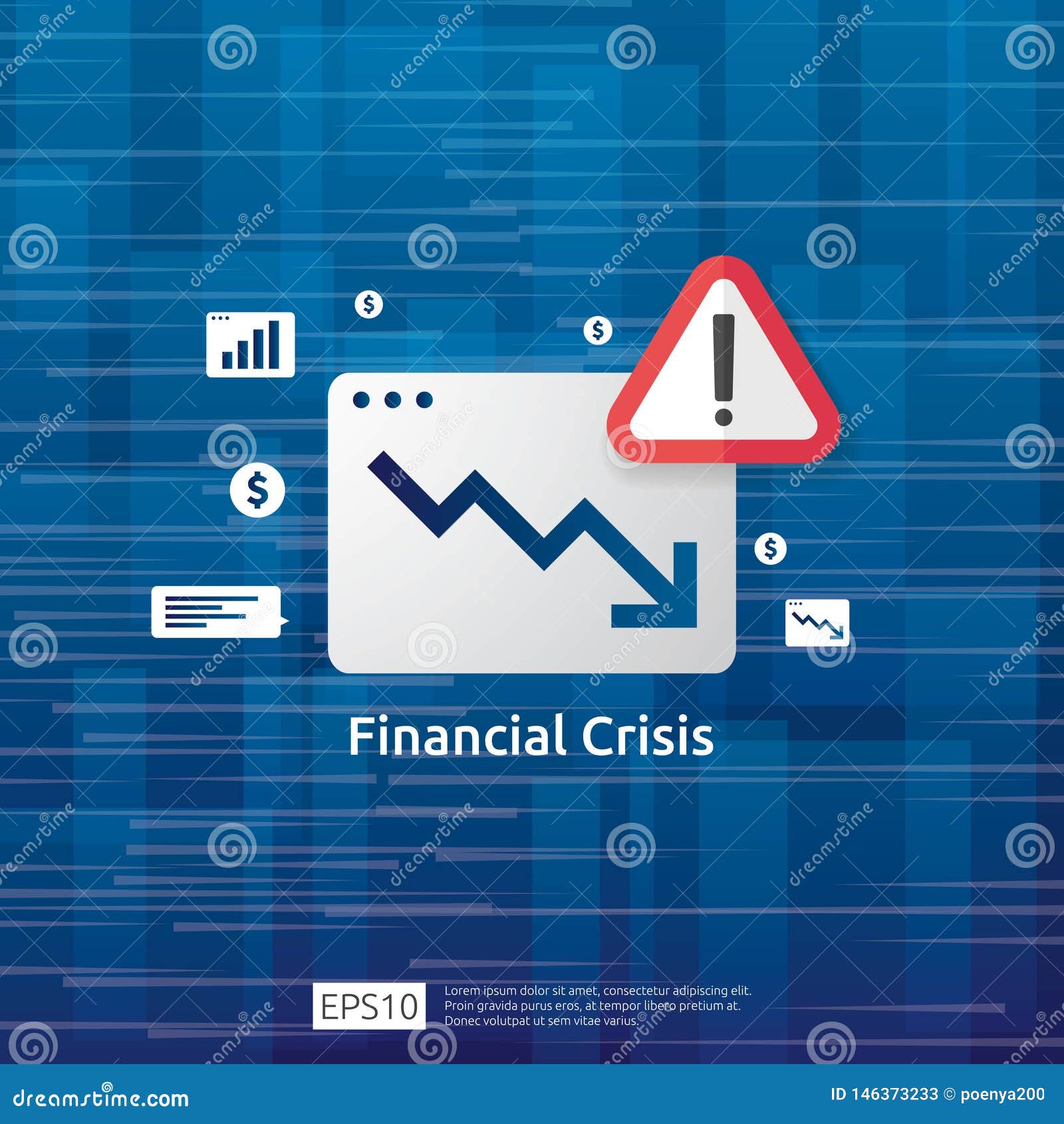 Business Finance Crisis Concept with Alert Exclamation Mark. Money ...